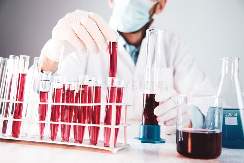 Biochemistry Laboratory Research,Chemist is Analyzing Sample. Stock ...