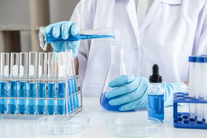 Biochemistry Laboratory Research, Chemist is Analyzing Sample in ...