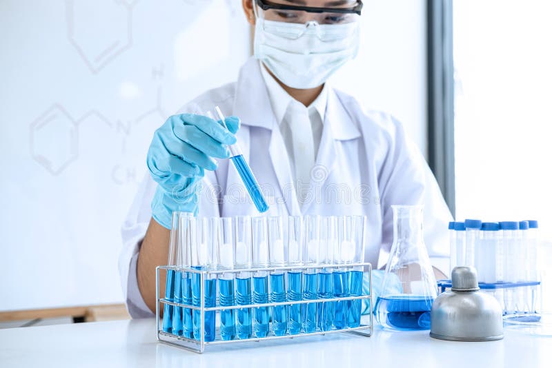 Biochemistry Laboratory Research, Chemist is Analyzing Sample in ...