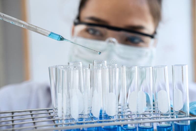 Biochemistry Laboratory Research, Chemist is Analyzing Sample in ...