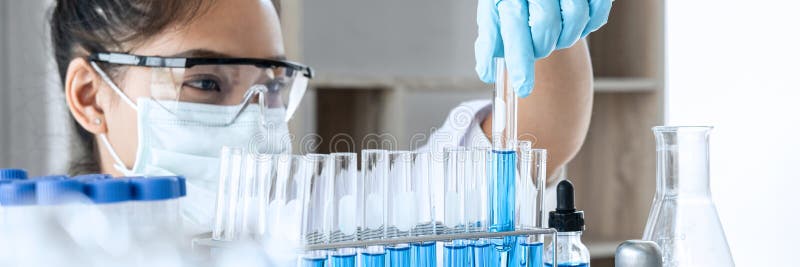 Biochemistry Laboratory Research, Chemist is Analyzing Sample in ...