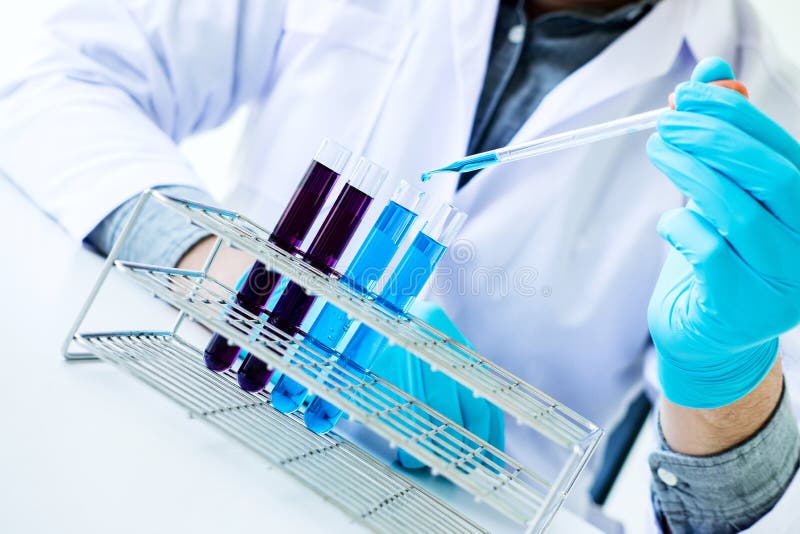 Biochemistry Laboratory Research, Chemist is Analyzing Sample in Stock ...
