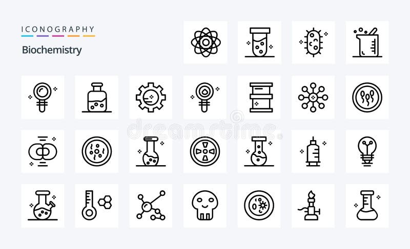 25 Biochemistry Line Icon Pack Stock Vector - Illustration of test ...