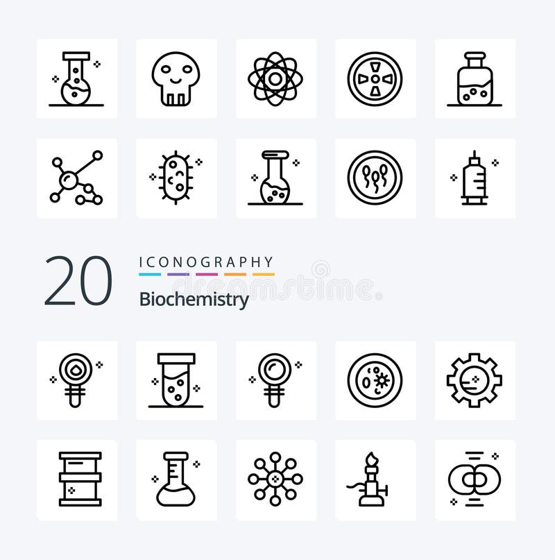 20 Biochemistry Line Icon Pack Like Laboratory Chemistry Biochemistry ...