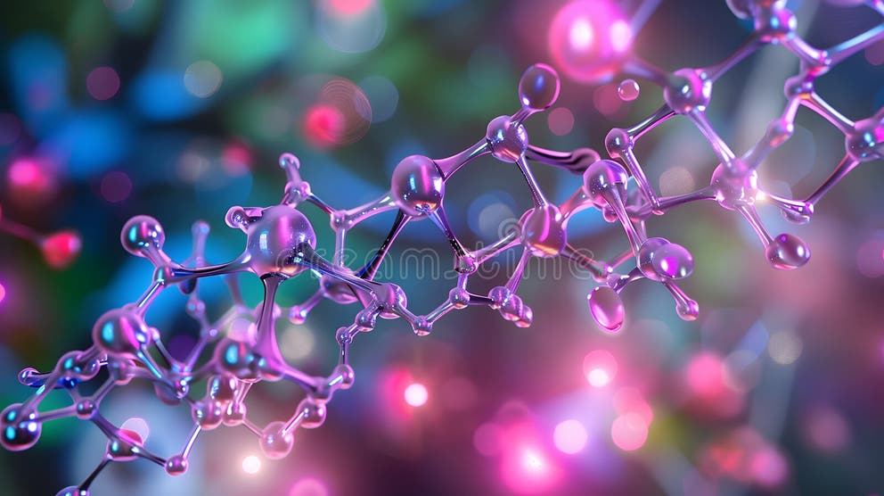 Biochemistry Molecule, Glowing 3D Illustration of a Biochemistry. Stock ...