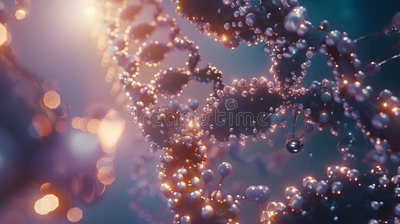 Biochemistry Molecule, Glowing 3D Illustration of a Biomolecule. Stock ...