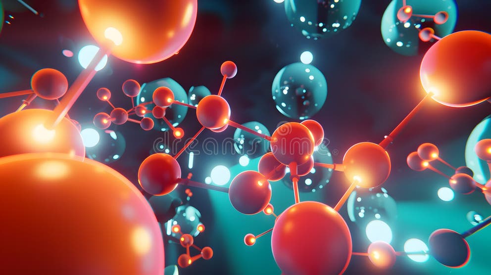 Biochemistry Molecule, Glowing 3D Illustration of a Molecular. Stock ...