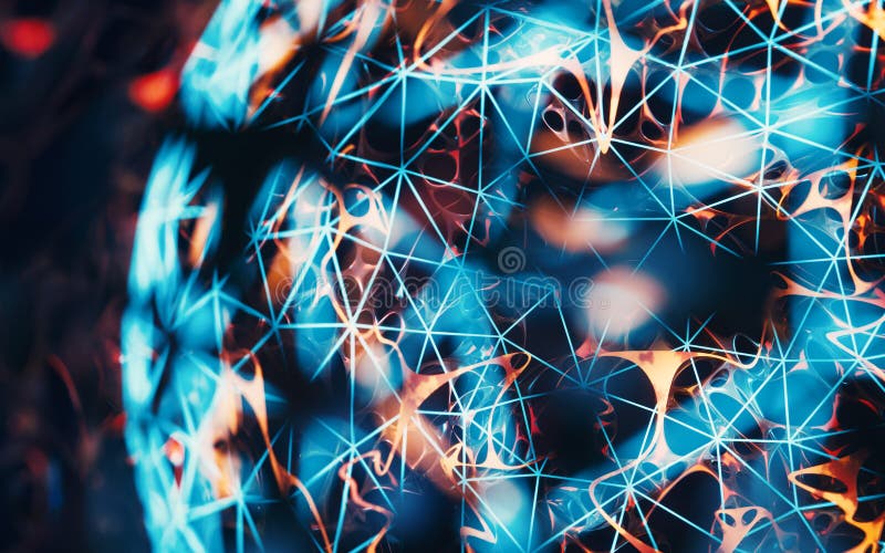 Biochemistry Sphere with Digital Mesh Lines, 3d Rendering Stock ...