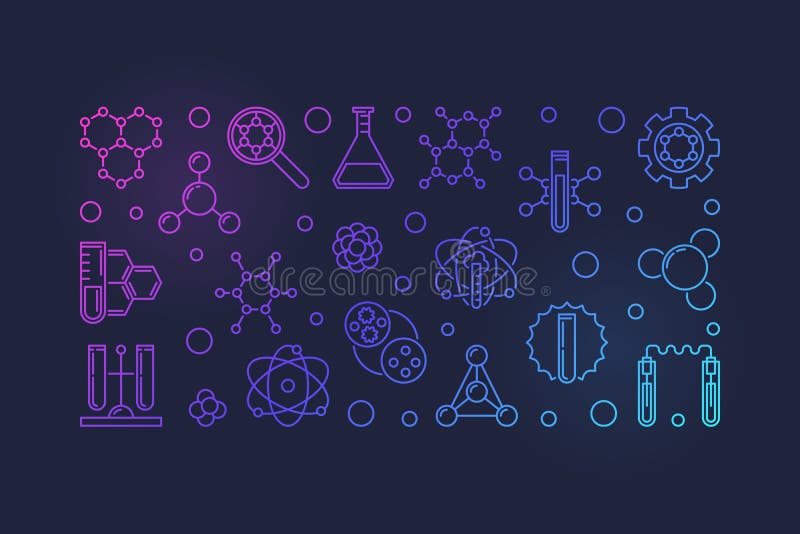Biochemistry Vector Outline Colored Banner Or Illustration Stock Vector ...