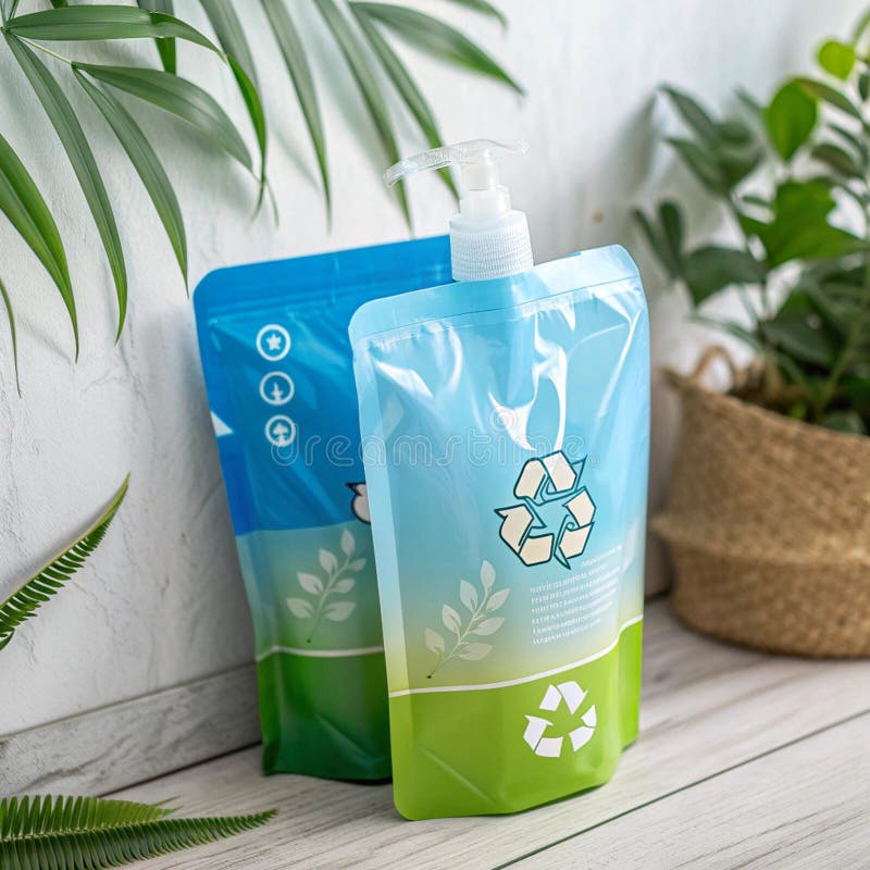 Biodegradable Dishwashing Liquid Pouch Stock Illustration ...