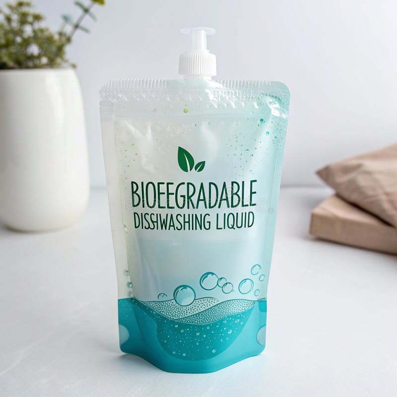 Biodegradable Dishwashing Liquid Pouch Stock Illustration ...
