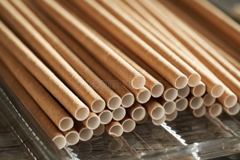 Biodegradable Ecological Paper Straws Stock Photo - Image of drinking ...