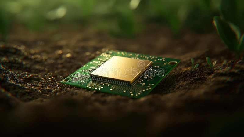 Biodegradable Electronic Circuit on Soil Surface Stock Illustration ...