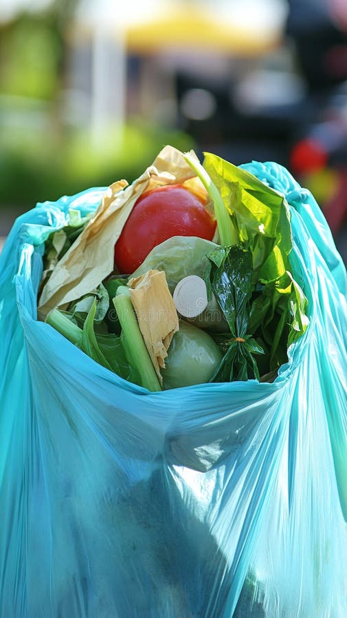A Biodegradable Garbage Bag Filled with Kitchen Scraps. Stock ...