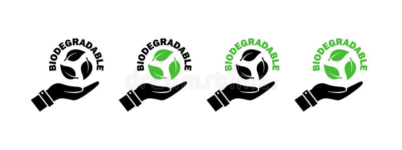 Biodegradable. Hands with Icons. Icons of Reusable Plastic Bio ...
