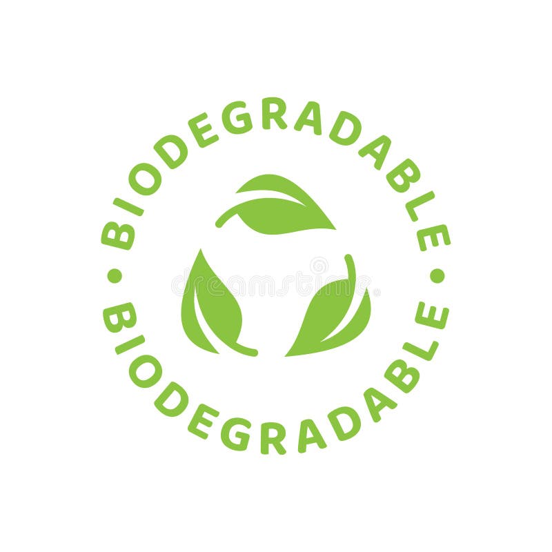 Biodegradable Label in Green with Leaf and Circle Stock Vector ...