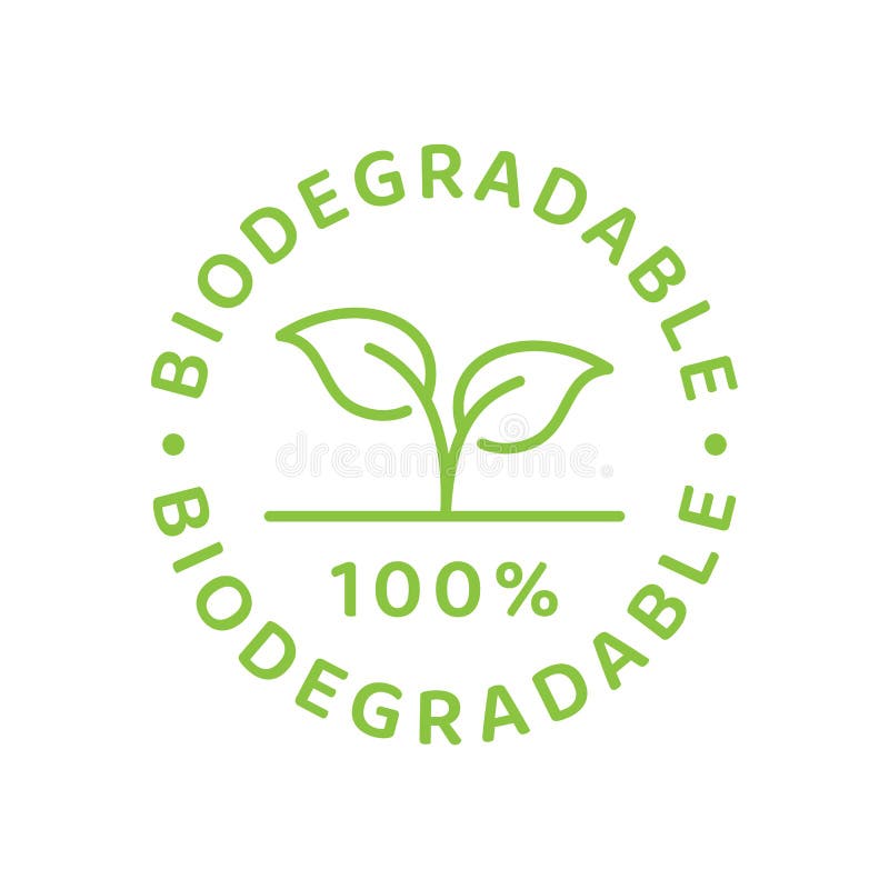 Biodegradable Label in Green with Leaf and Circle Stock Vector ...