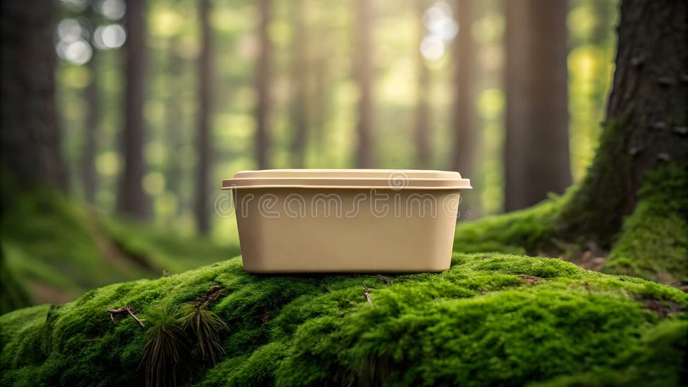 Biodegradable Packaging Biodegradable Packaging Box on Mossy Forest ...