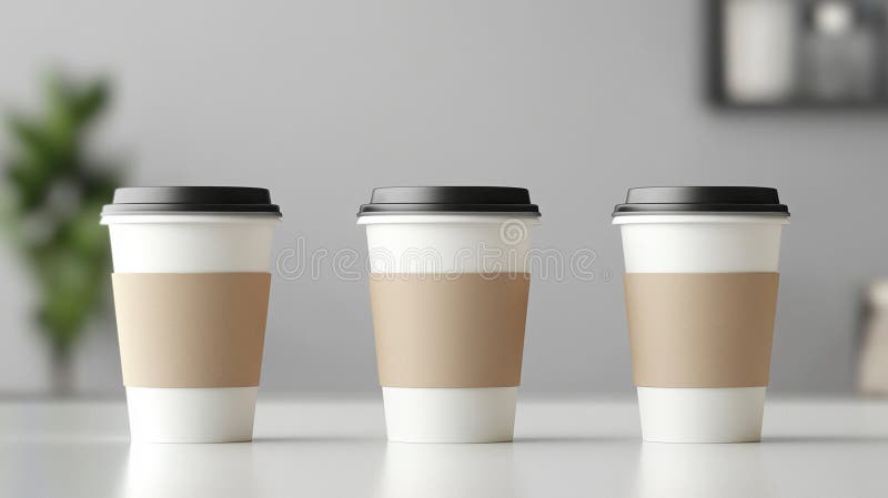Biodegradable Paper Coffee Cups 3d Render Mockup Stock Image - Image of ...