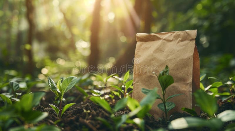 Biodegradable Plant-based Packaging Materials Showcased Against a Clean ...