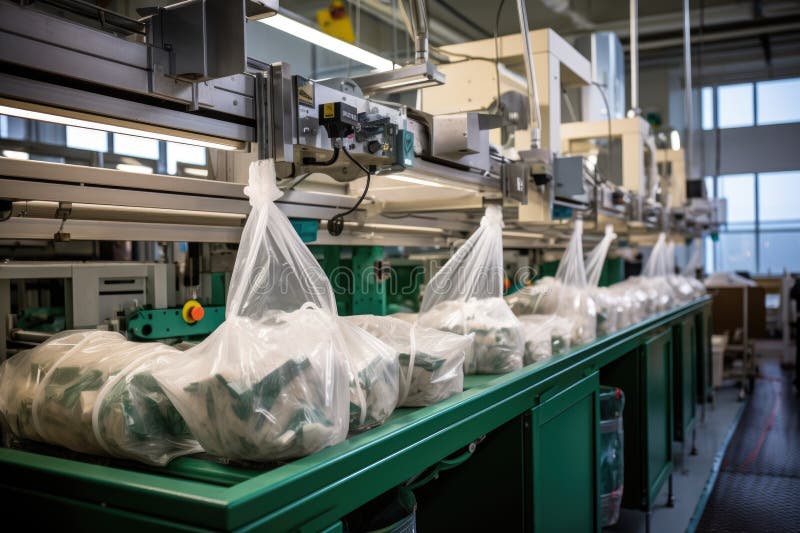 Biodegradable Plastic Bags on a Production Line Stock Photo - Image of ...