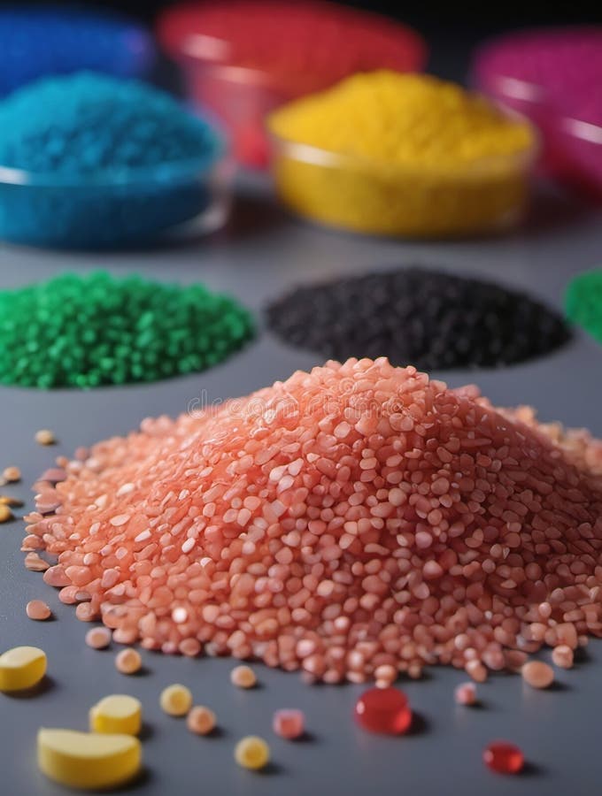 Biodegradable Plastic Granules in a Range of Hues are Spread Out on a ...