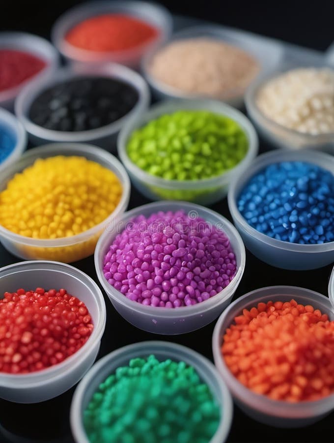 Biodegradable Plastic Granules in a Range of Hues are Spread Out on a ...