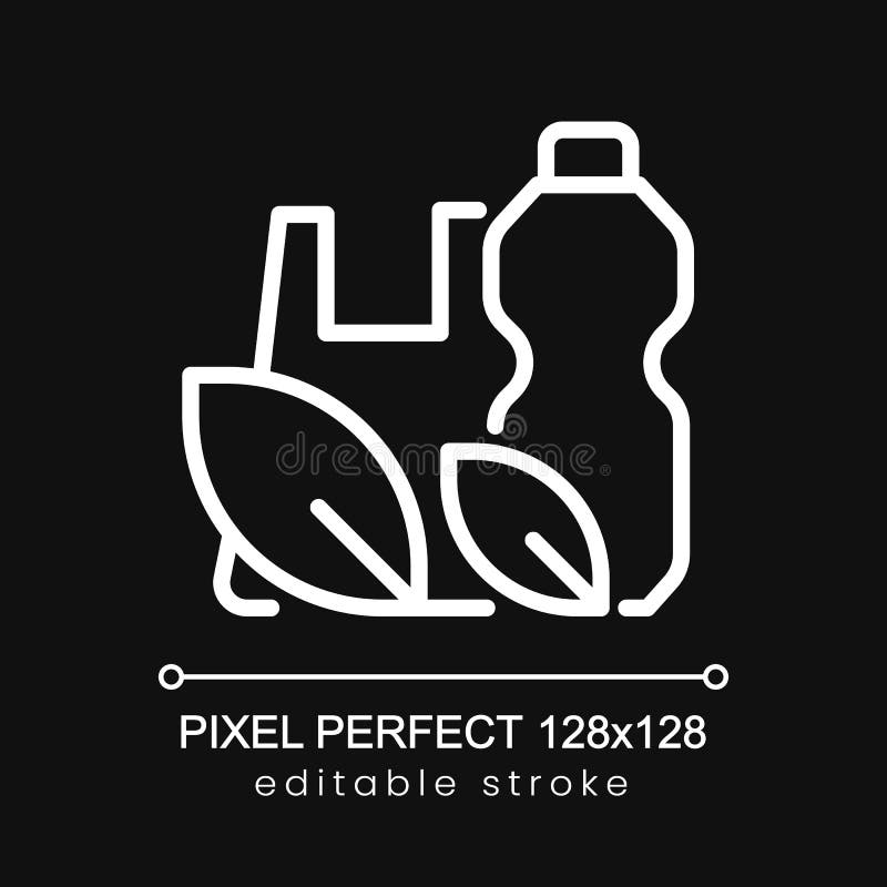 Biodegradable Plastic Pixel Perfect White Linear Icon for Dark Theme ...