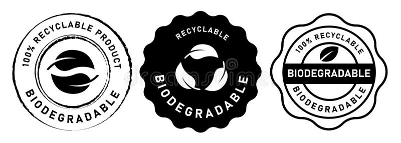 Biodegradable Recyclable Label Sticker Black and White Monochrome Flat ...