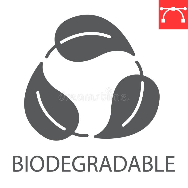 Biodegradable Recyclable Plastic Glyph Icon Stock Vector - Illustration ...