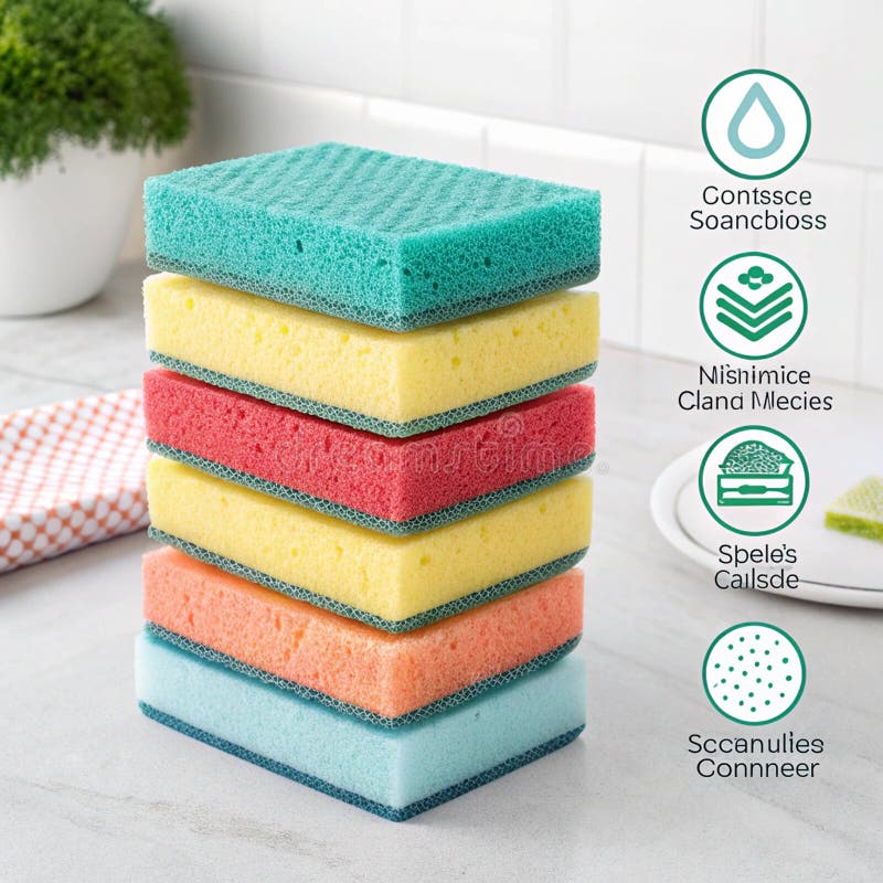 Biodegradable Sponge Set for Eco Friendly Cleaning Stock Illustration ...