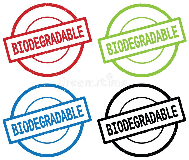 BIODEGRADABLE Text, on Round Simple Stamp Sign. Stock Illustration ...