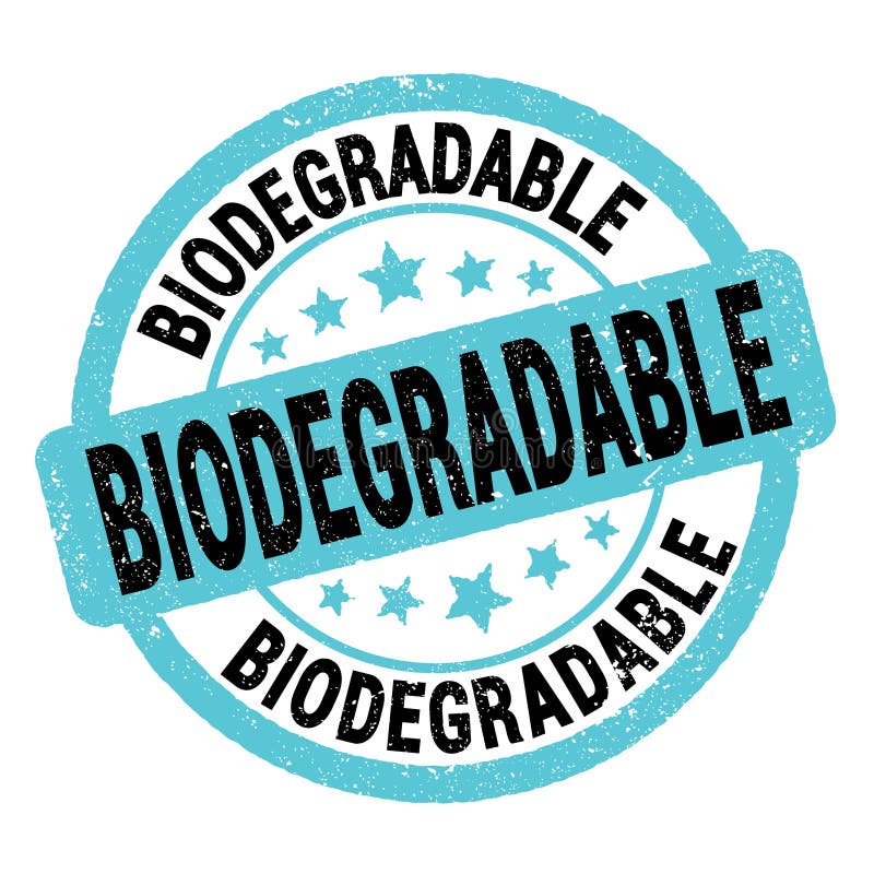 Biodegradable blue stamp stock illustration. Illustration of design ...