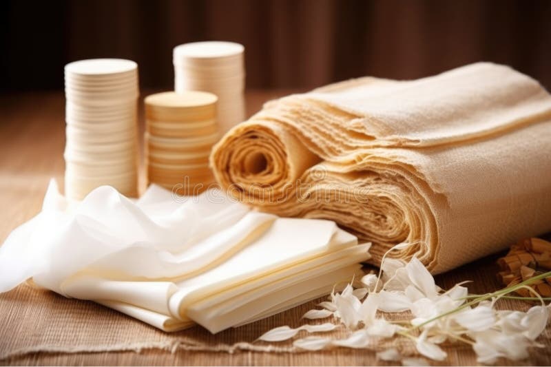 Biodegradable Textile Materials on a Table Stock Photo - Image of ...