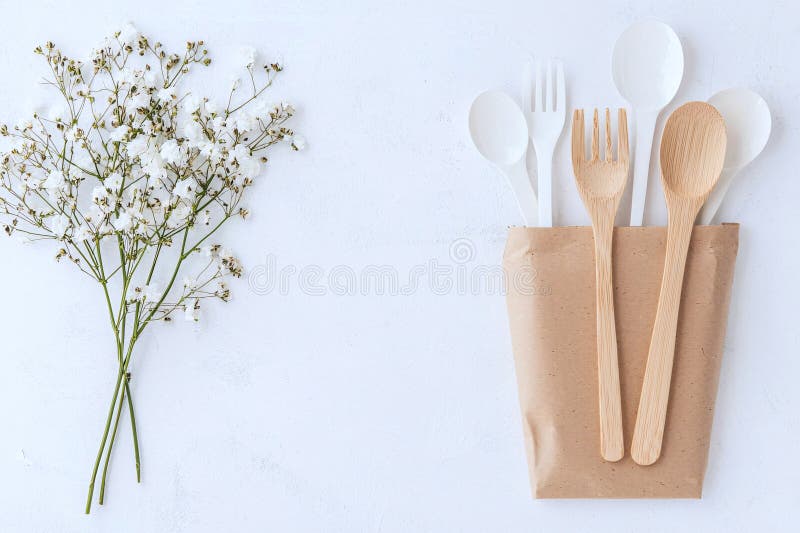 Biodegradable Utensils Showcased in a Creative Setup, Emphasizing Zero ...