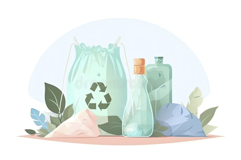 Biodegradable Vector Illustration Flat Small Bag Recycle Individual ...