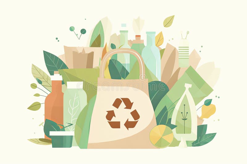 Biodegradable Vector Illustration Flat Small Bag Recycle Individual ...