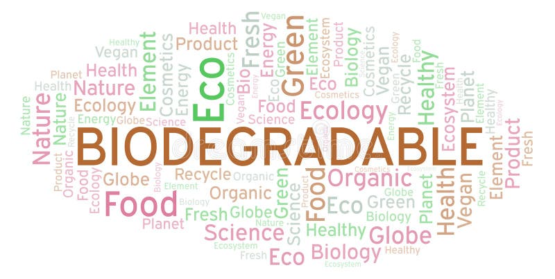Biodegradable word cloud. stock illustration. Illustration of greeting ...