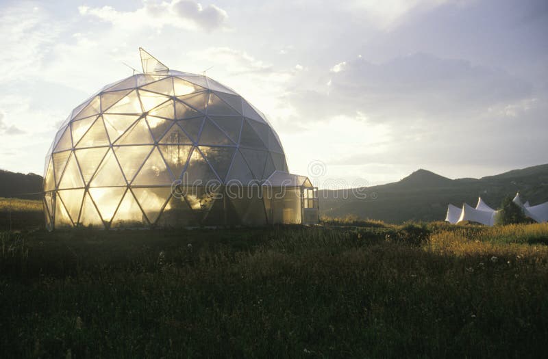 Futuristic Dome House In The Desert Stock Image - Image of alternative ...