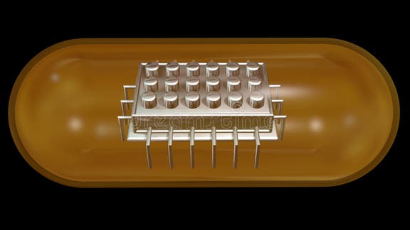 Bioelectronics . Microchip in Pill Capsule. View 2 Stock Illustration ...