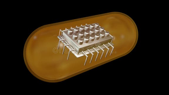 Bioelectronics . Microchip in Pill Capsule. View 4 Stock Illustration ...