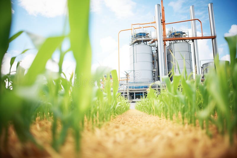 Bioenergy Crop Plantation from Ground Level Stock Illustration ...
