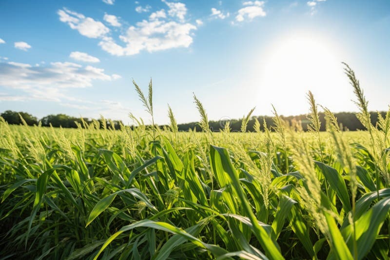 Bioenergy Crops Field Bathed in Sunlight Stock Photo - Image of ...
