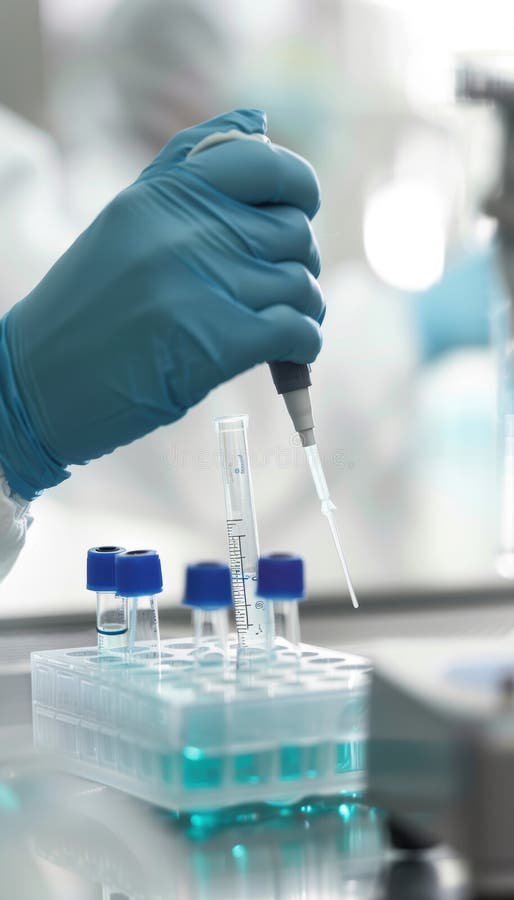 Bioengineer Conducting Liquid Transfer in Sterile Laboratory ...