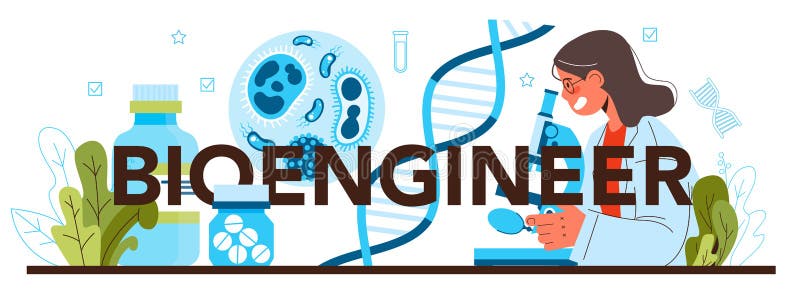 Bioengineer Typographic Header. Biotechnology, Gene Therapy and ...