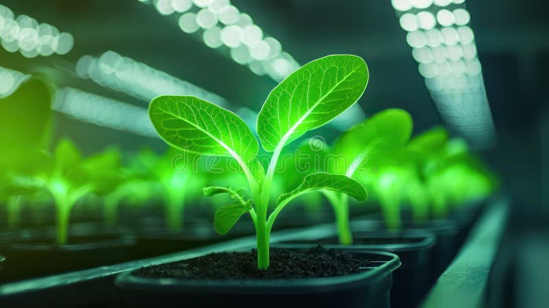 Bioengineered Plant Glowing Softly in Controlled Environment ...