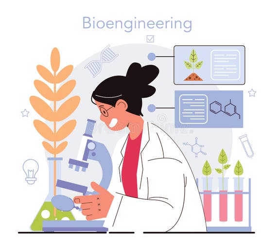 Bioengineering Concept. Biotechnology for Food Engineering Stock Vector ...