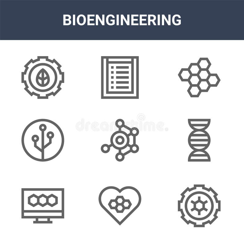 9 Bioengineering Icons Pack. Trendy Bioengineering Icons on White ...