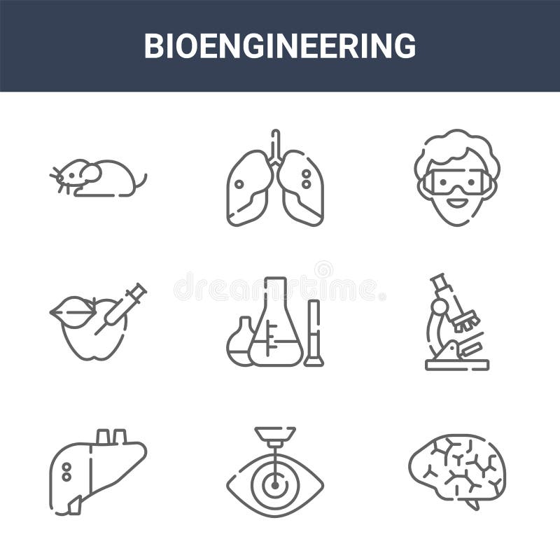 9 Bioengineering Icons Pack. Trendy Bioengineering Icons on White ...