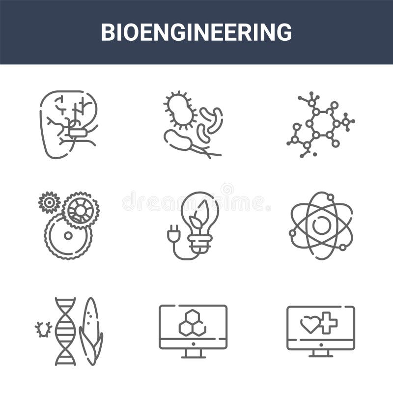 9 Bioengineering Icons Pack. Trendy Bioengineering Icons on White ...